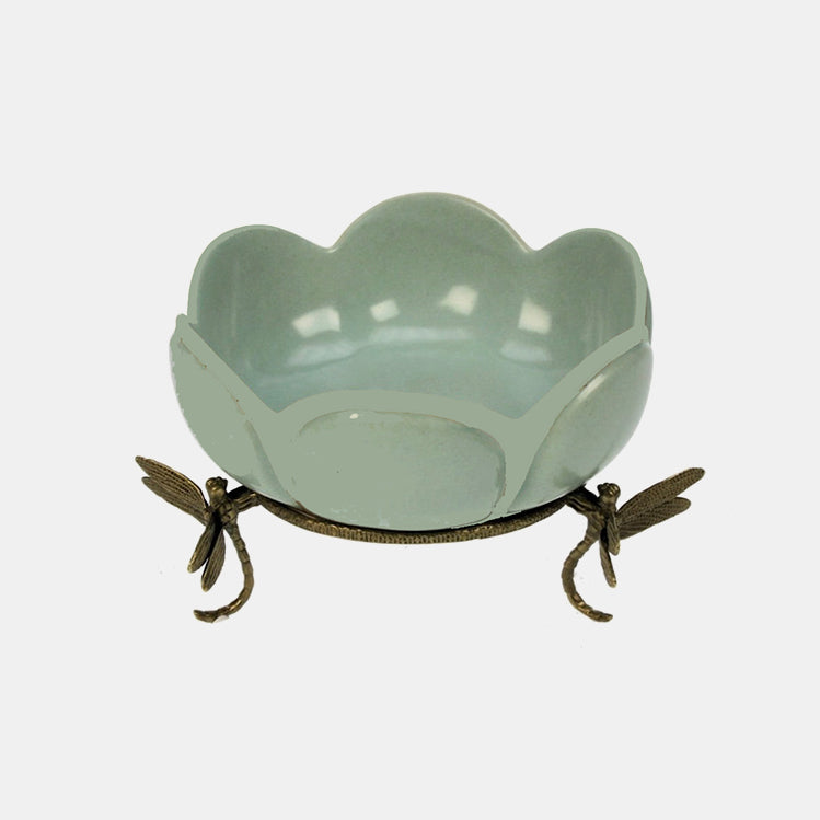 Celadon Round Scalloped Bowl with Dragonflies – MaisonNL Concept Store